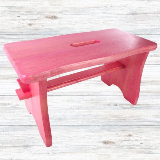 Pink wooden stool store